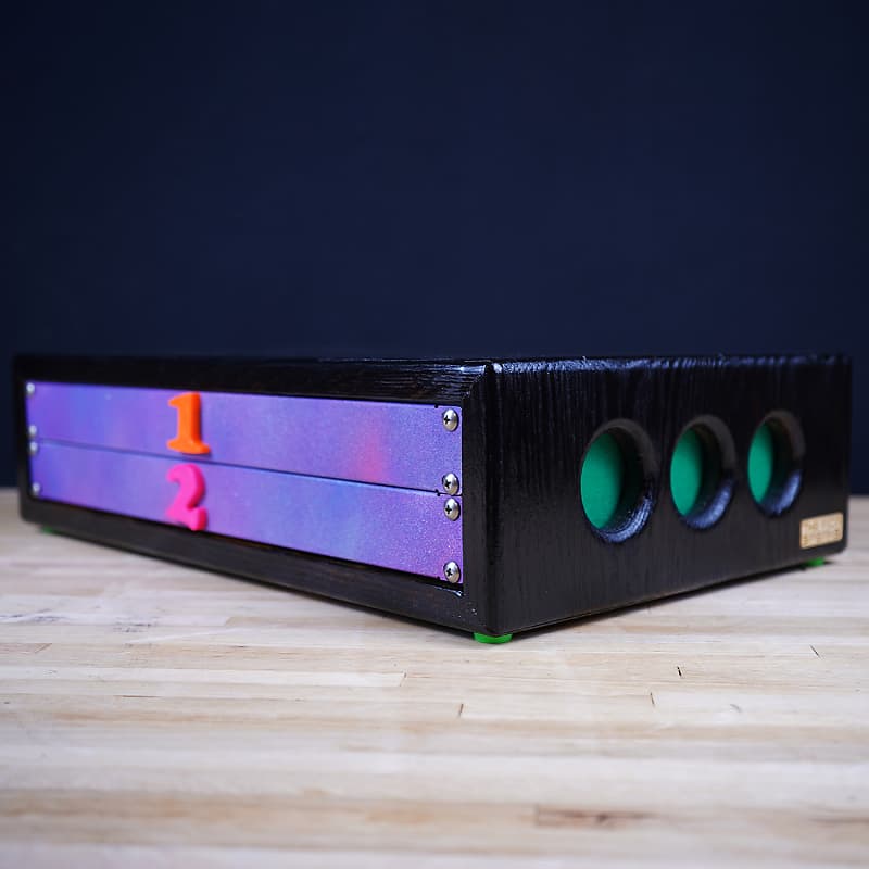 2U Studio Rack | 13.5" Depth | Salvaged Oak | Shou Sugi Ban | Reverb