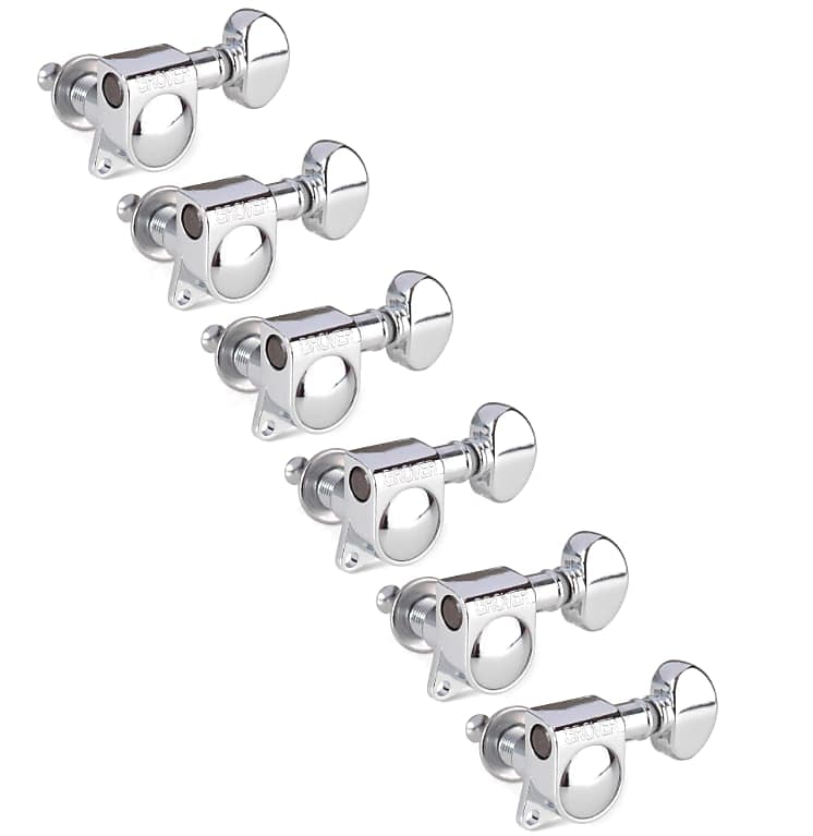 Grover Rotomatic Guitar Tuners Machine Heads 6-In-Line Chrome | Reverb