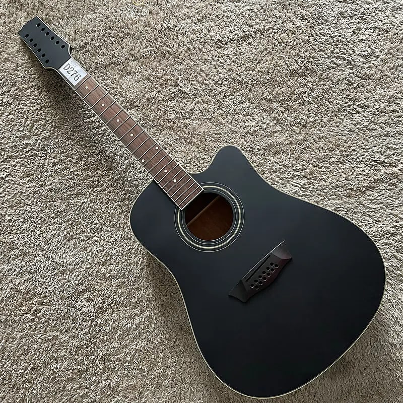 Matte Black 12 String Acoustic Guitar Spruce and Mahogany | Reverb