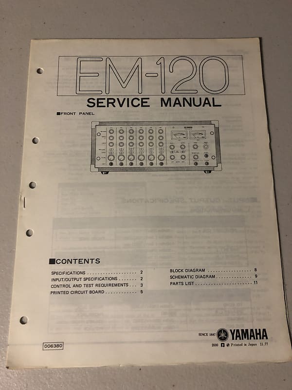 Yamaha EM-120 Integrated Mixer Service Manual | Reverb