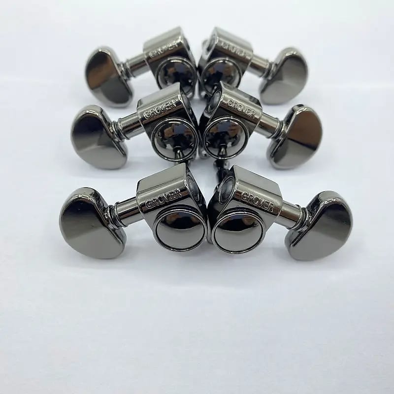Grover 3x3 Black Nickel Guitar Tuning Pegs Machine Heads Keys | Reverb