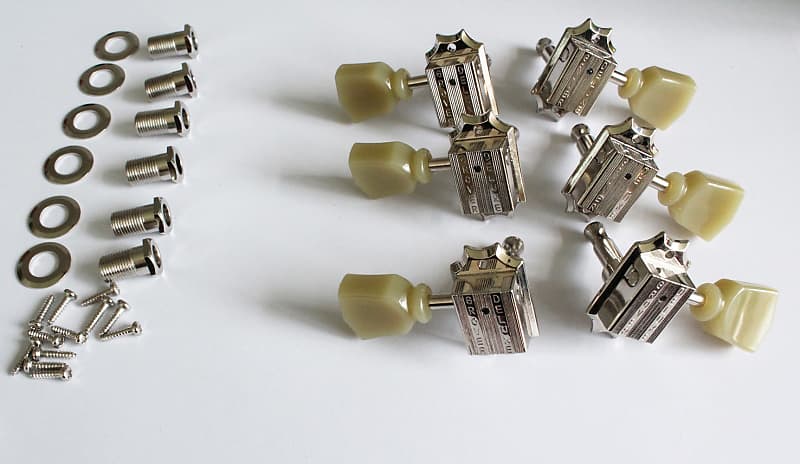 Nickel Grover 3L+3R vintage Deluex Machine head tuner,135N | Reverb