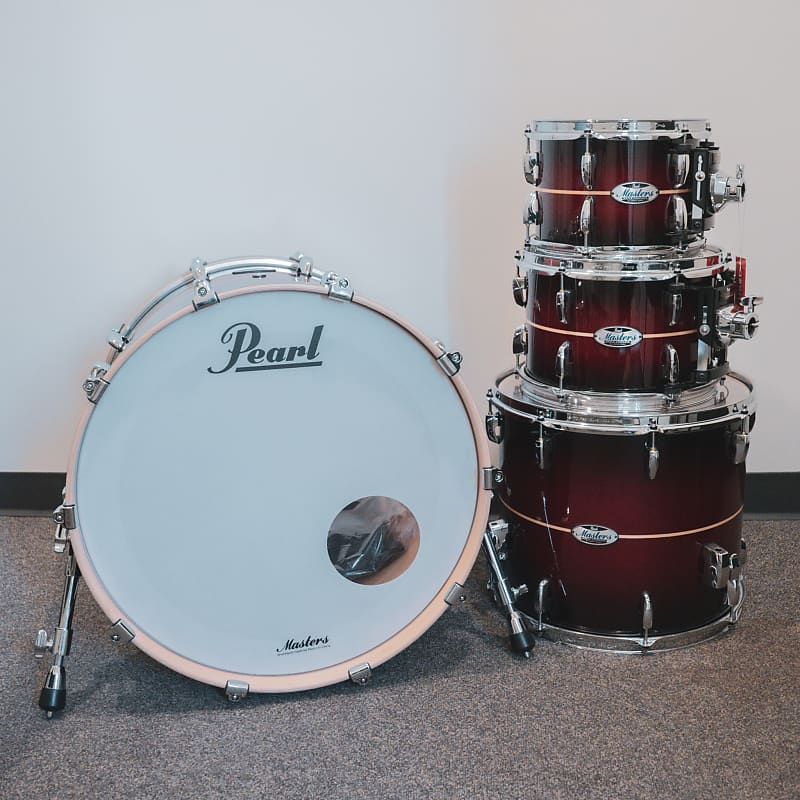 Pearl Masters Maple Complete 4-Piece Shell Pack, Red Burst | Reverb