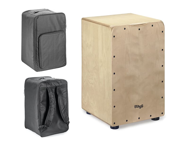 Stagg Cajon Drum, Natural Birch + Stagg Gig Bag w/ Straps | Reverb