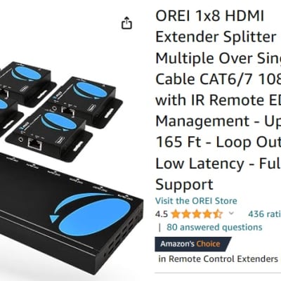 OREI HDMI Extender / splitter system 1x8 | Reverb