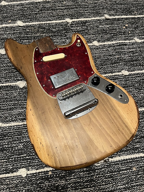 60's Fender Mustang Body with CuNiFe WRHB Spitfire Pickguard | Reverb