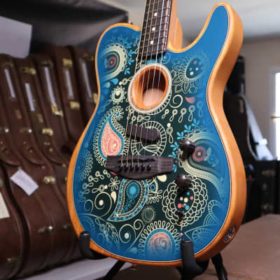 Fender FSR American Acoustasonic Telecaster Blue Paisley 2022 | Reverb
