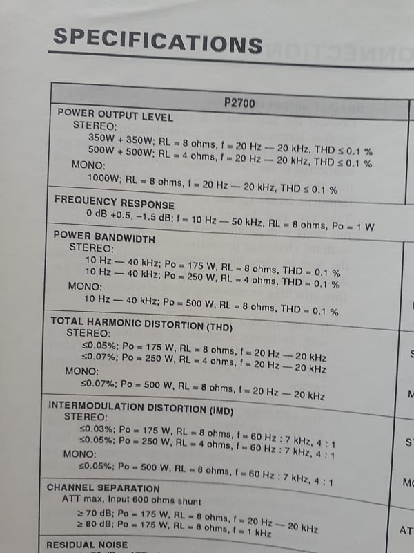 Operation Manual for Yamaha P2700 P250 Power Amplifiers in | Reverb